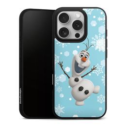 DeinDesign iPhone 16 Pro Handy Premium Silikon H&uuml;lle Handyh&uuml;lle schwarz Case Frozen Olaf Disney Official Licensed Product Silikon Premium Case