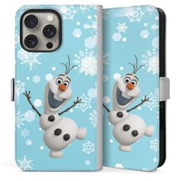 DeinDesign iPhone 16 Pro Handy Klapph&uuml;lle Handyh&uuml;lle aus Kunst Leder wei&szlig; Flip Case Frozen Olaf Disney Official Licensed Product Sideflip mit Lasche