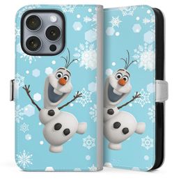 DeinDesign iPhone 16 Pro Max Handy Klapph&uuml;lle Handyh&uuml;lle aus Kunst Leder wei&szlig; Flip Case Frozen Olaf Disney Official Licensed Product Sideflip mit Lasche