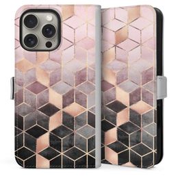 DeinDesign iPhone 16 Pro Handy Klapph&uuml;lle Handyh&uuml;lle aus Kunst Leder wei&szlig; Flip Case Cube Elisabeth Fredriksson Gold & Copper Sideflip mit Lasche