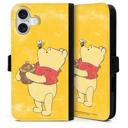 DeinDesign iPhone 16 Plus Handy Klapph&uuml;lle Handyh&uuml;lle aus Kunst Leder schwarz Flip Case Disney Winnie The Pooh Official Licensed Product Sideflip mit Lasche
