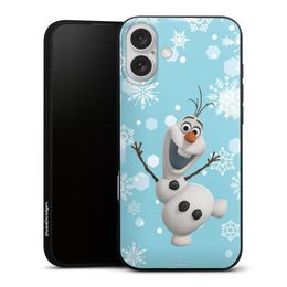 DeinDesign iPhone 16 Plus Handy Premium Silikon H&uuml;lle Handyh&uuml;lle schwarz Case Frozen Olaf Disney Official Licensed Product Silikon Premium Case