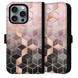 DeinDesign iPhone 16 Pro Max Handy Klapph&uuml;lle Handyh&uuml;lle aus Kunst Leder schwarz Flip Case Cube Elisabeth Fredriksson Gold & Copper Sideflip mit Lasche