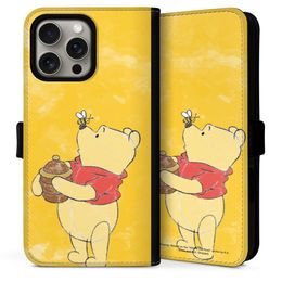 DeinDesign iPhone 16 Pro Handy Klapph&uuml;lle Handyh&uuml;lle aus Kunst Leder schwarz Flip Case Disney Winnie The Pooh Official Licensed Product Sideflip mit Lasche