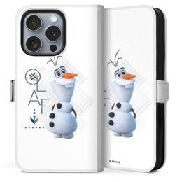 DeinDesign iPhone 16 Pro Max Handy Klapph&uuml;lle Handyh&uuml;lle aus Kunst Leder wei&szlig; Flip Case Frozen Olaf Disney Frozen 2 Sideflip mit Lasche