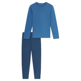 Schiesser Pyjama lang 'Casual Essentials' Herren Gr&ouml;&szlig;e XXL blau