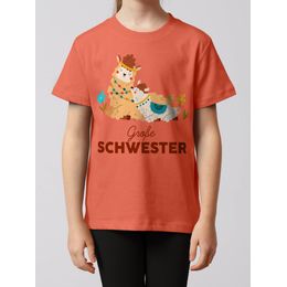 Watabout.kids T-Shirt 'Lama Gro&szlig;e Schwester' Jungen Gr&ouml;&szlig;e 152/158 beige / blau / orange / hellorange