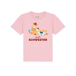 Watabout.kids T-Shirt 'Lama Gro&szlig;e Schwester' Jungen Gr&ouml;&szlig;e 98/104 mischfarben / rosa