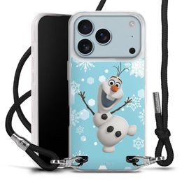 DeinDesign iPhone 17 Pro Handy Carry Case H&uuml;lle mit Band Handykette zum Umh&auml;ngen schwarz Frozen Olaf Disney Official Licensed Product Carry Case
