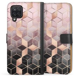 DeinDesign Galaxy A12 Handy Klapph&uuml;lle Handyh&uuml;lle aus Kunst Leder schwarz Flip Case Cube Elisabeth Fredriksson Gold & Copper Sideflip mit langer Lasche