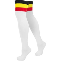 Normani Overknee Str&uuml;mpfe Damen Gr&ouml;&szlig;e 36/41 gelb / rot / schwarz / wei&szlig;