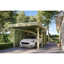 Skan Holz Einzelcarport 'Friesland' 314 x 555 cm Set 1 m. R&uuml;ck- und Seitenwand