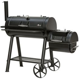 El Fuego Smoker- und Holzkohlegrill 'Buffalo' schwarz 155 x 132 x 78 cm