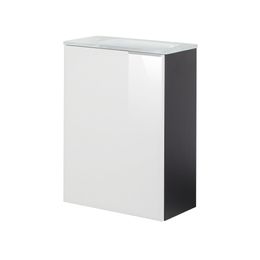 Fackelmann Glasbecken mit Unterschrank 'SBC' Hahnloch rechts grau/wei&szlig; 45 x 61,5 x 25 cm