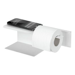 Wenko Toilettenpapierhalter 'Turbo-Loc Lizan' mit Ablage Stahl weiss