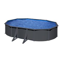 GRE Stahlwandpool-Set 'Anthracite' oval 610 &times; 375 &times; 120 cm, mit Seitenst&uuml;tzen