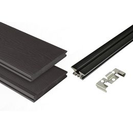 Kovalex Terrassendielen-Komplettset 'Strukturo' grau/braun 3000 x 3000 mm