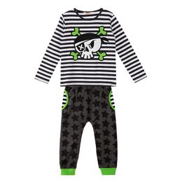 Denokids Trainingsanzug 'Stripes' Jungen Gr&ouml;&szlig;e 116 gr&uuml;n / schwarz / wei&szlig;