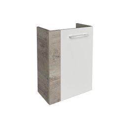 Fackelmann Waschbeckenunterschrank 'SBC' braun, wei&szlig; gl&auml;nzend 44 x 60 x 24,3 cm rechts