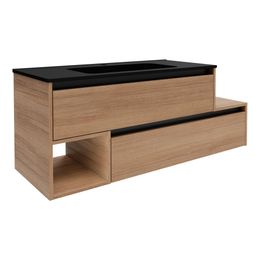 Fackelmann Waschtischunterschrank 'Vita' Eichefarben Braun/schwarz links 128,5 x 50 x 46 cm