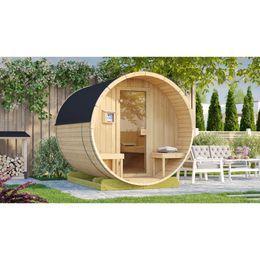 Weka Fasssauna '198 Sparset 2' natur 9,0 kW OS-Ofen Steuerung Glast&uuml;r 210,5 x 255,5 x 217,5 cm