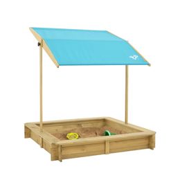 TP-Toys Holz-Sandkasten 'Schaf' natur/blau mit Sonnendach 117 x 117 x 117 cm