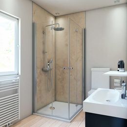 Breuer Duschr&uuml;ckwand Marmoroptik sandfarben 100 x 255 cm