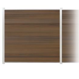 Elephant Zaun-Komplettset 'Roma Line' WPC teak mit Pfosten eloxiert zum Aufschrauben 939 x 180 cm