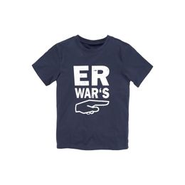 Kidsworld T-Shirt Jungen Gr&ouml;&szlig;e 140/146 dunkelblau / wei&szlig;