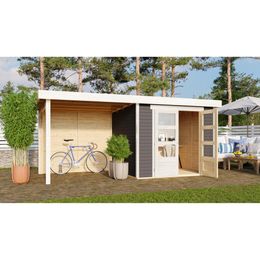 Woodfeeling Gartenhaus 'Dornhan 3' Flachdach Set 2, 242 x 217 x 211 cm, terragrau