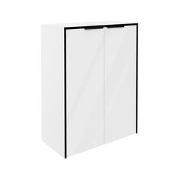 Fackelmann Midischrank 'Flair' wei&szlig;/schwarz inklusive W&auml;schekorb mit Auszug 62,8 x 82,3 x 32 cm