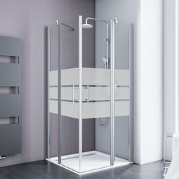 Schulte Eckdusche mit Dreht&uuml;r 'Alexa Style 2.0' teilgerahmt, gestreift, aluminiumfarben, 90 x 192 x 90 cm
