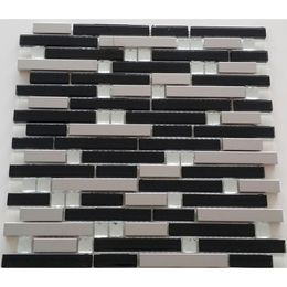 Mosaikfliese 'Diamond' Glas/Metall schwarz/silberfarben 29,8 x 30,4 cm