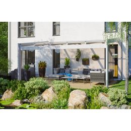 Skan Holz Terrassen&uuml;berdachung 'Novara' 557 x 259 cm Leimholz Doppelstegplatten wei&szlig;
