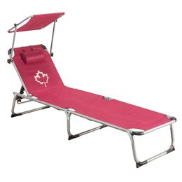 Campingliege 'Kanada' klappbar mit Sonnendach rot 60,5 x 30,5 x 200 cm