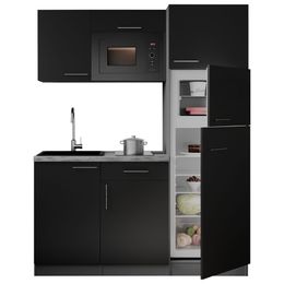 respekta K&uuml;chenzeile 'Oliver' mit E-Ger&auml;ten schwarz/grau 160 cm