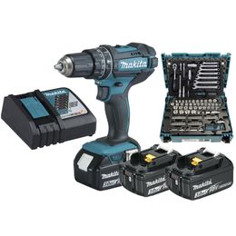 Makita Akku-Schlagbohrschrauber-Set 'DHP482JX13' 18 V mit 2 x Akku, Ladeger&auml;t und Werkzeug-Set