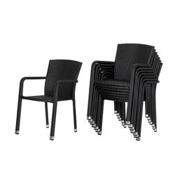 Acamp Gartenstuhlset 'Carlos' stapelbar Aluminium schwarz 8 St&uuml;ck