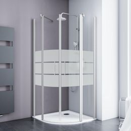 Schulte Runddusche mit Dreht&uuml;r 'Alexa Style 2.0' teilgerahmt, gestreift, aluminiumfarben, 90 x 90 x 192 cm