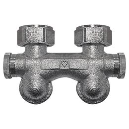 Pipetec Anschlussblock Eck mit Bypass 3/4"