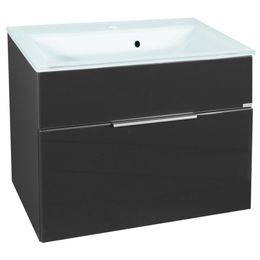 Fackelmann Glaswaschbecken mit Unterschrank 'KARA' wei&szlig;/anthrazit 80 x 60,2 x 50,1 cm