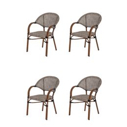 Acamp Gartensesselset 'Maui' Aluminium braun/grau 4 St&uuml;ck