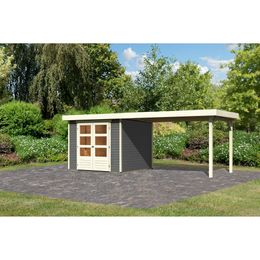 Karibu Gartenhaus-Set 'Raskola 3,5' terragrau mit Schleppdach 528,5 x 211 x 262 cm
