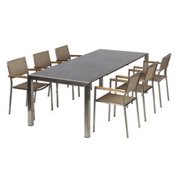 Acamp Gartenm&ouml;belset 'Skye / Auris' f&uuml;r 6 Personen Edelstahl/Teakholz