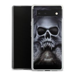 DeinDesign Google Pixel 6 Handy Silikon H&uuml;lle Case transparent Handyh&uuml;lle Halloween Totenkopf Skull Silikon Case