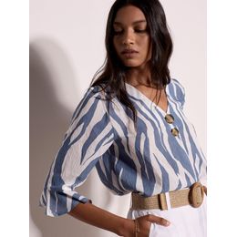 Apricot Zebra Print Bell Sleeve Top ' ' Damen Gr&ouml;&szlig;e S blau