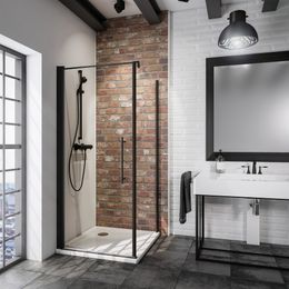 Schulte Dreht&uuml;r inklusive Seitenwand 'Alexa Style 2.0' mattschwarz 90 x 90 cm