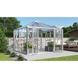 Vitavia Gew&auml;chshaus 'Fortuna 1000' 314,4 x 314,4 cm mit 3 mm Sicherheitsglas/10 mm Hohlkammerplatten aluminiumfarben