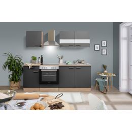 respekta K&uuml;chenzeile 'Merle' mit E-Ger&auml;ten KB210ESGC grau/eichfarben 210 cm