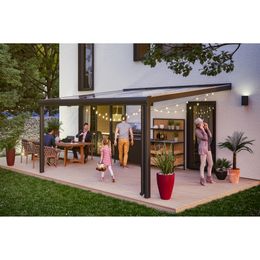 Skan Holz Terrassen&uuml;berdachung 'Genua' 434 x 307 cm Aluminium Doppelstegplatten anthrazit